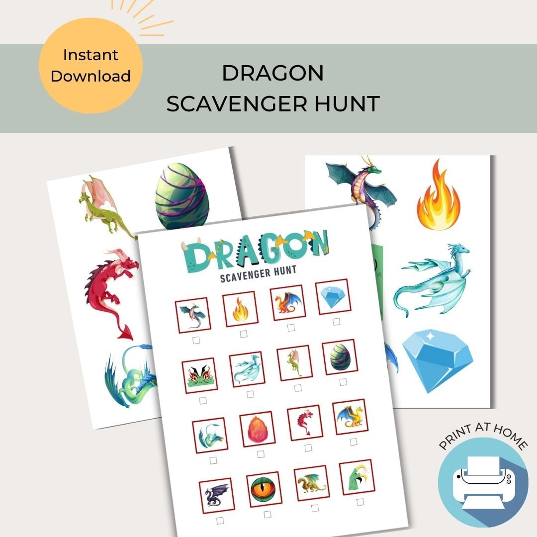 Dragon Scavenger Hunt | Printable Kids Party Game | Instant Download ...