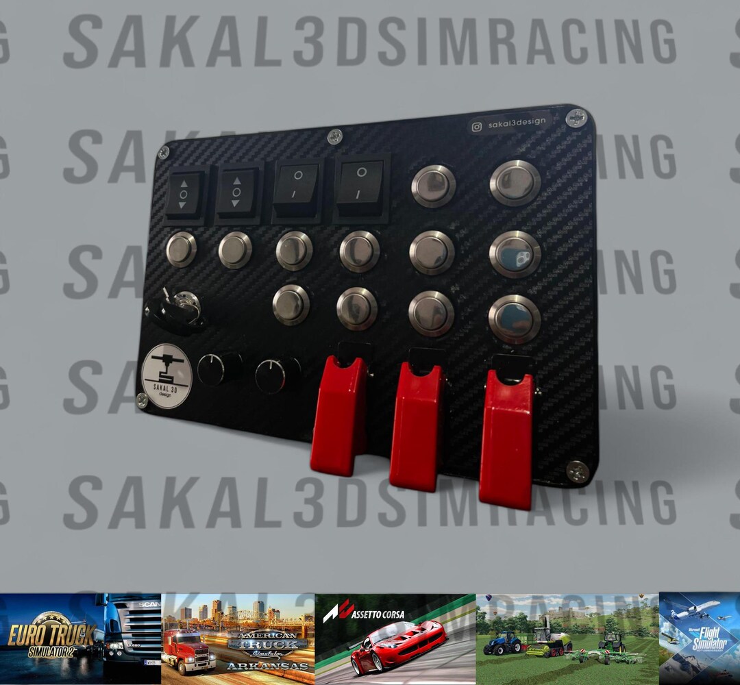 30 Function Sim Racing Button Box Custom 3D Printed USB Control Panel ...