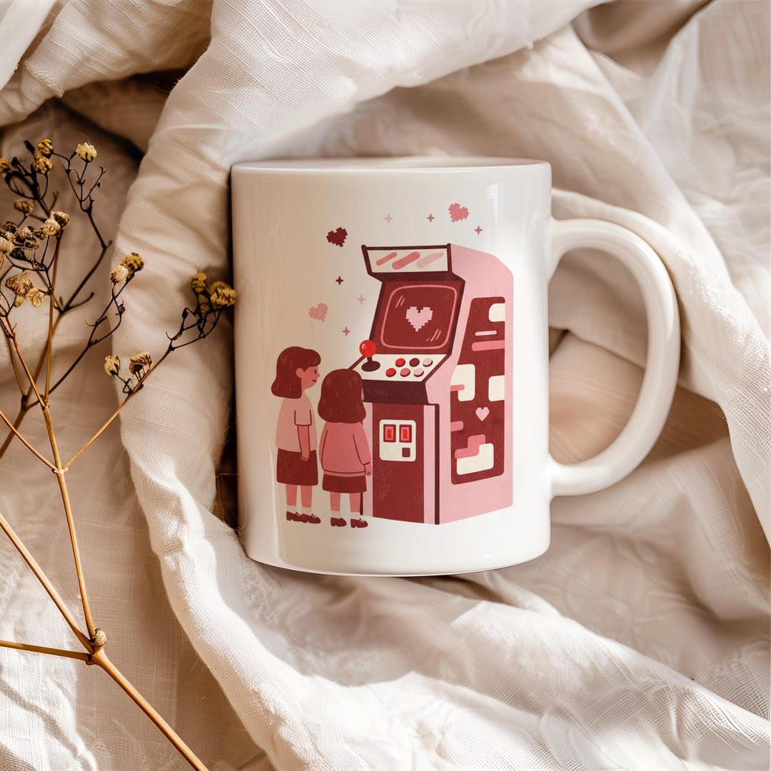 Retro Arcade Game Mug, Gamer Girl Coffee Cup, Nostalgic Gaming Gift ...