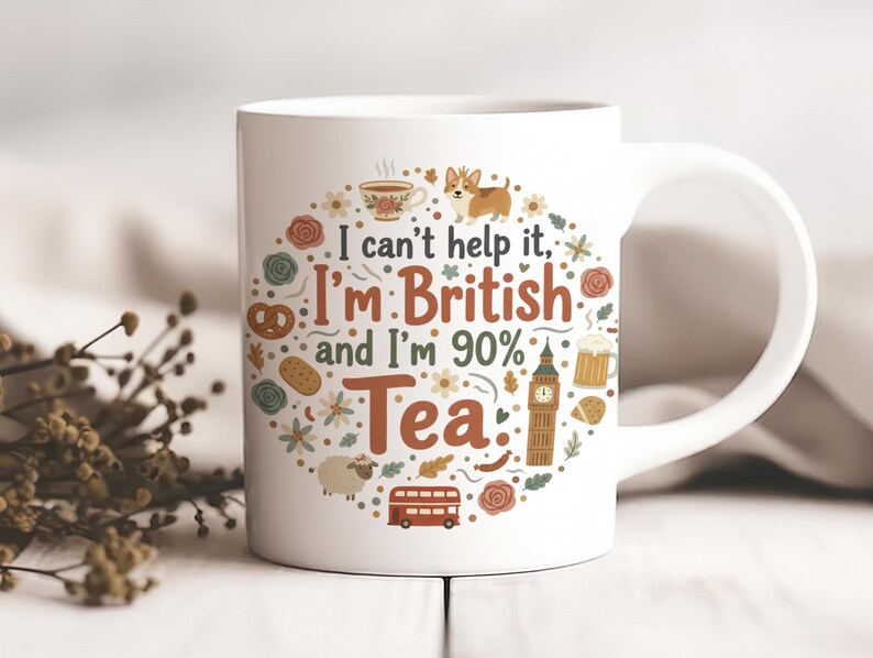 Funny British Gift, "i'm 90% Tea" Mug, UK Souvenir, Anglophile Present ...