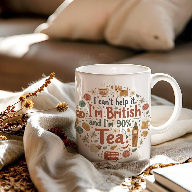 Funny British Gift, "i'm 90% Tea" Mug, UK Souvenir, Anglophile Present ...