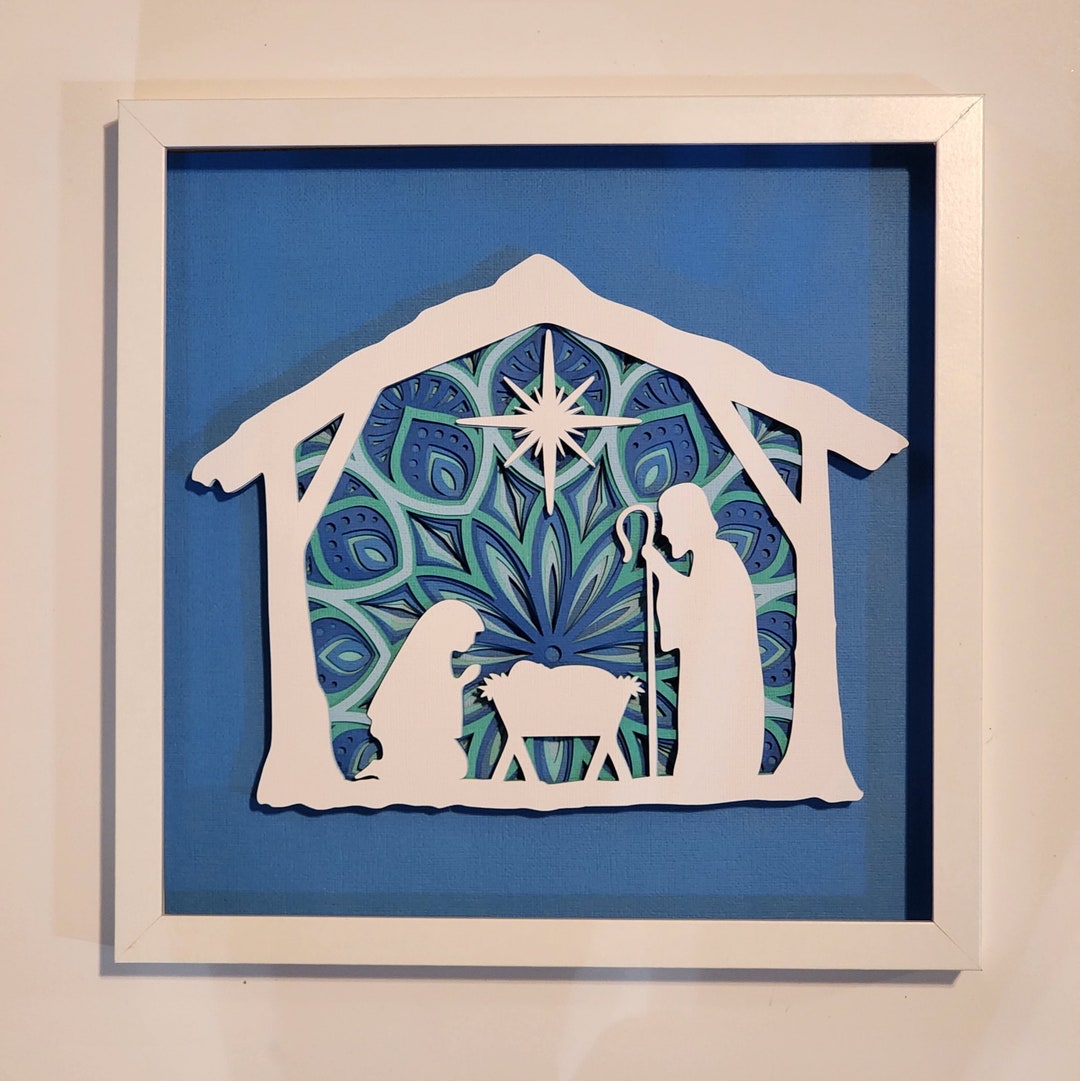 Framed 3D Layered Art, Christmas Decor, Nativity, Manger Scene - Etsy