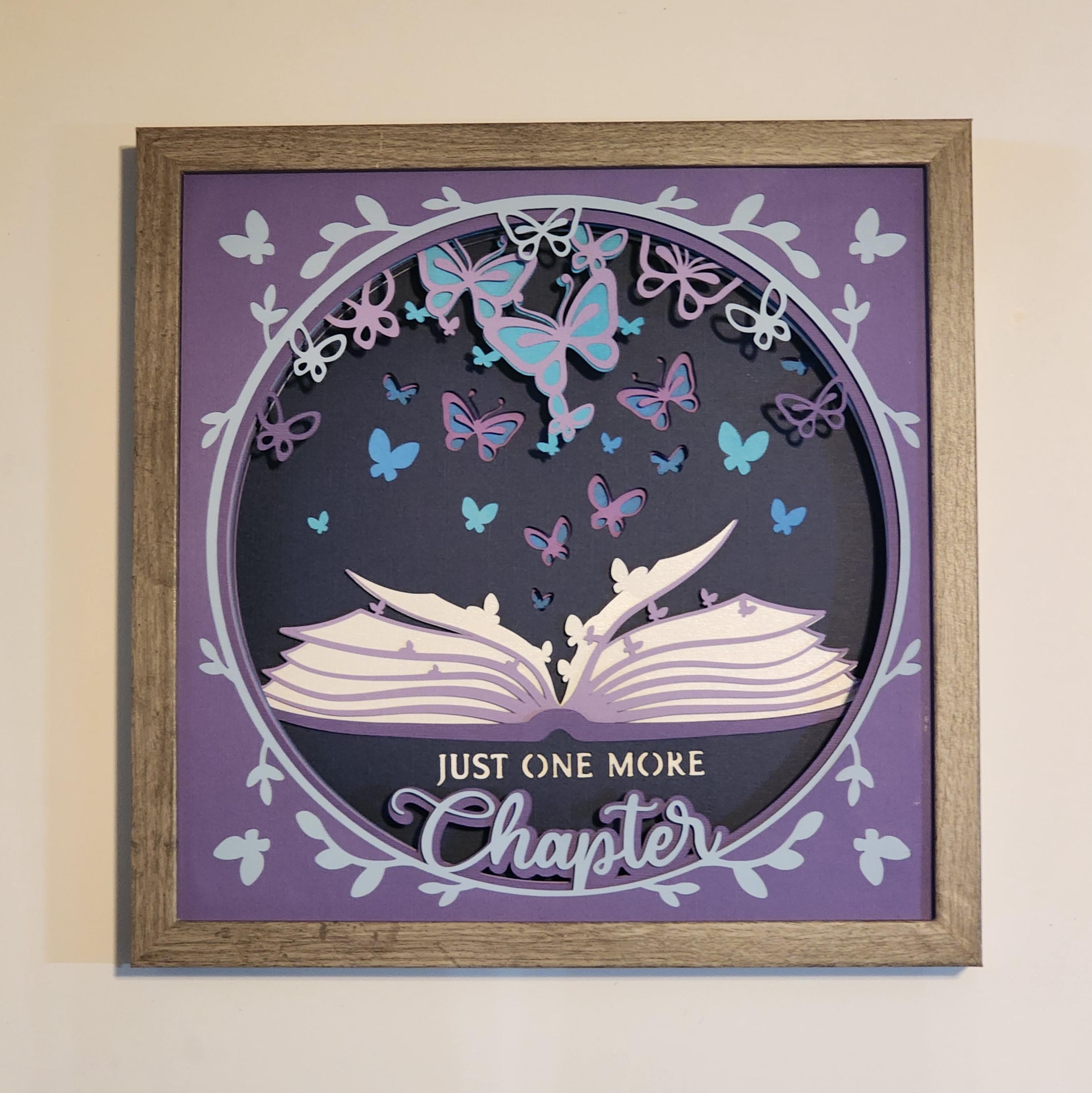 Framed 3D Layered Art, Shadow Box Decor, Just One More Chapter, Reader ...