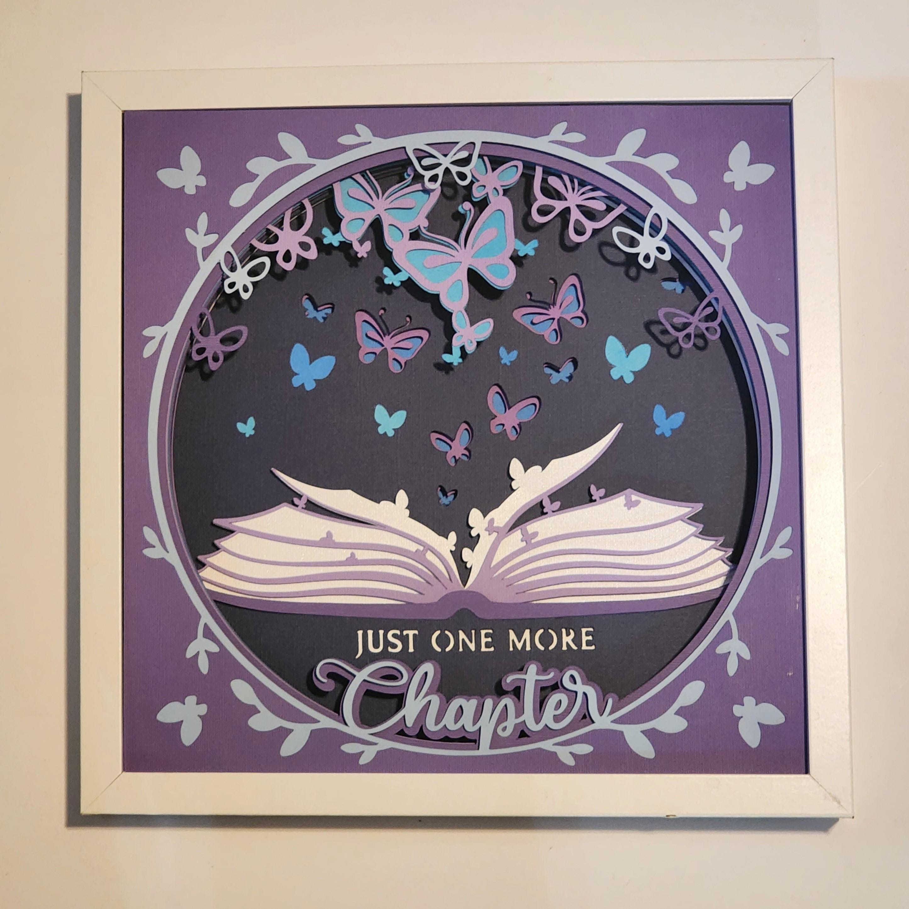Framed 3D Layered Art, Shadow Box Decor, Just One More Chapter, Reader ...