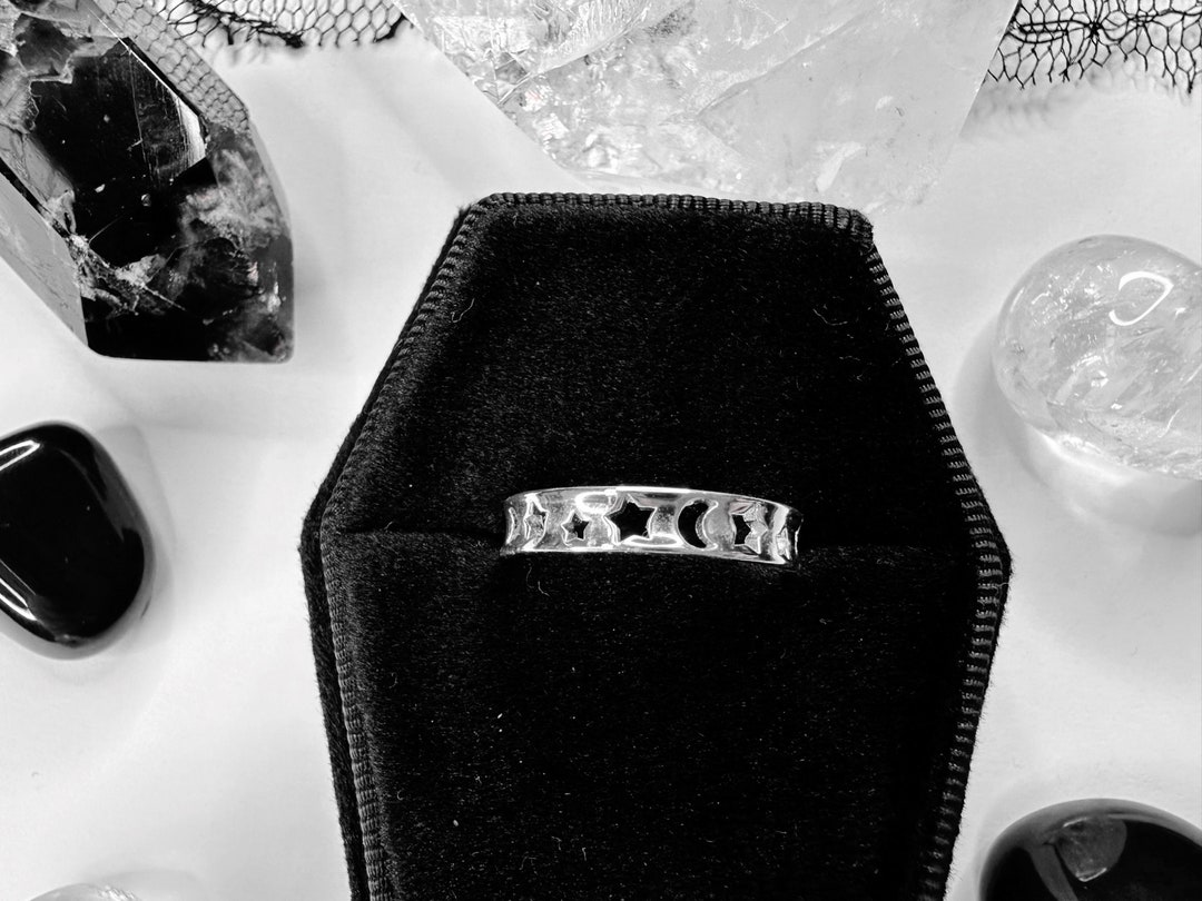 Gothic Starry Night Ring, Moon Star Ring, Moon Ring, Witchy Ring ...