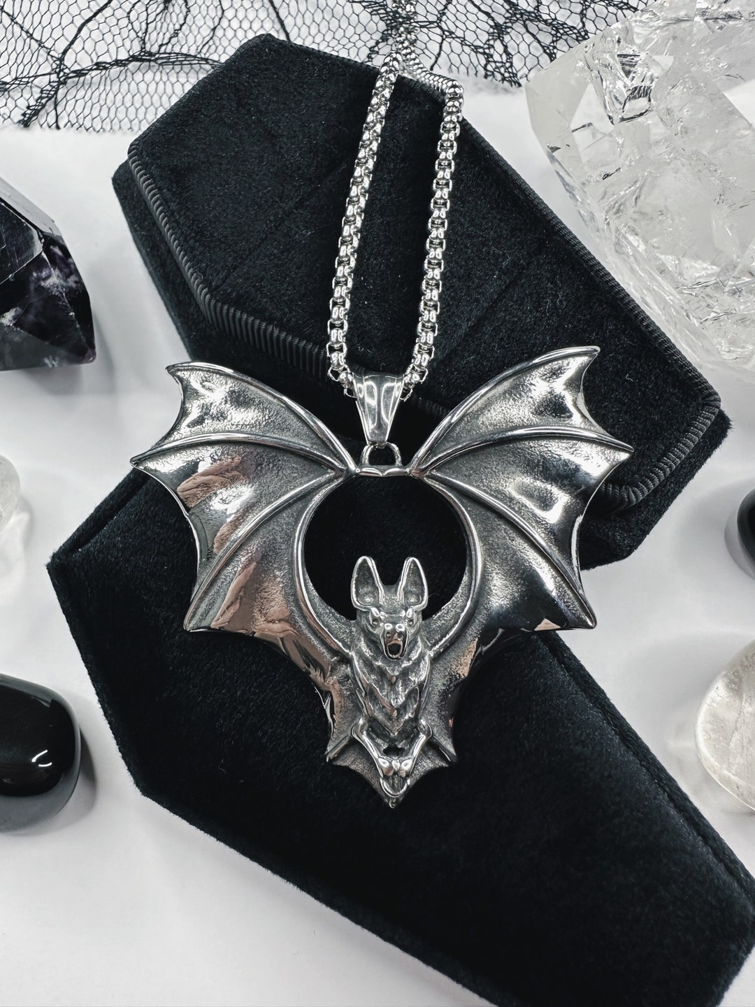 Gothic Stainless Steel Bat Necklace: Witchy Vamp Jewelry - Etsy