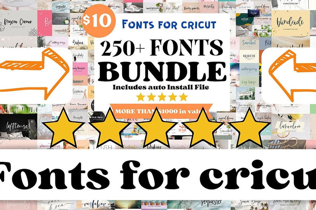 Fonts for Cricut, Font Bundle, Svg Fonts, Embroidery Fonts, 250 Plus ...