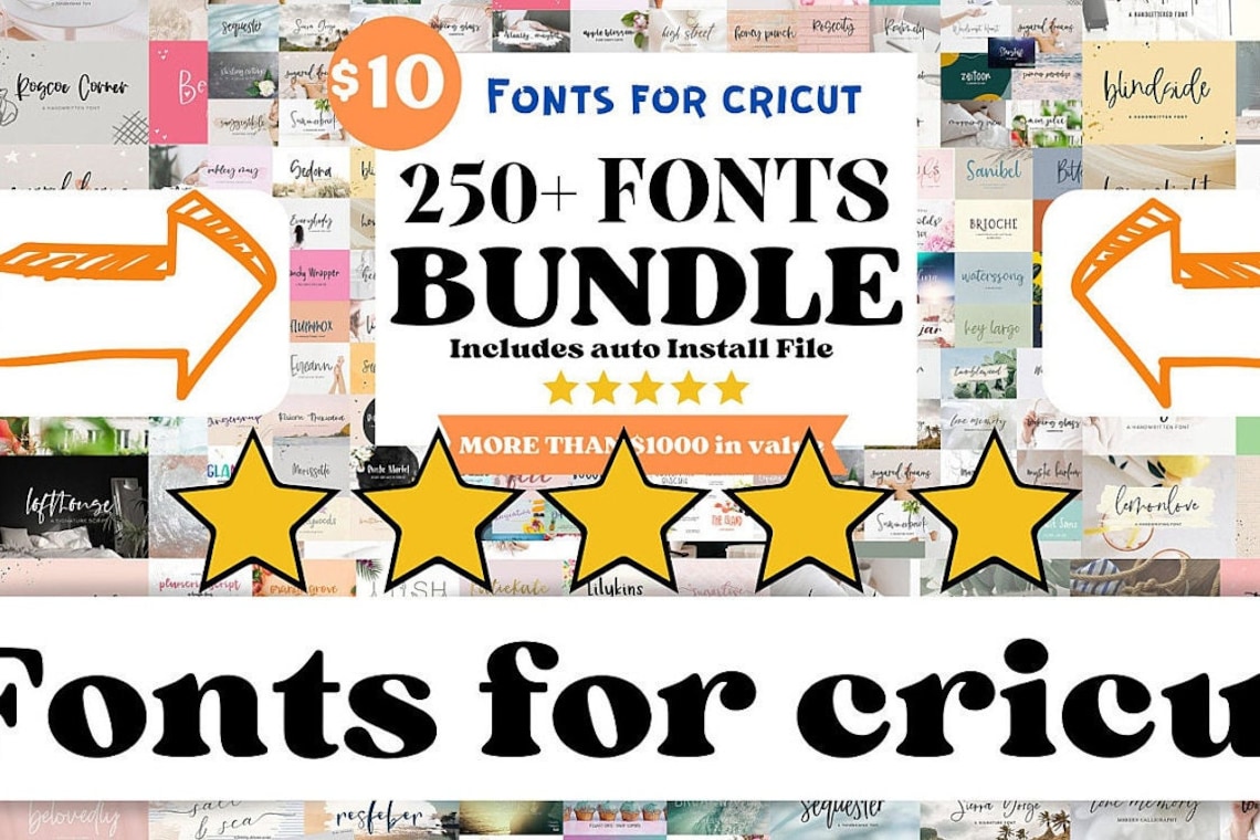 Fonts for Cricut, Font Bundle, Svg Fonts, Embroidery Fonts, 250 Plus ...