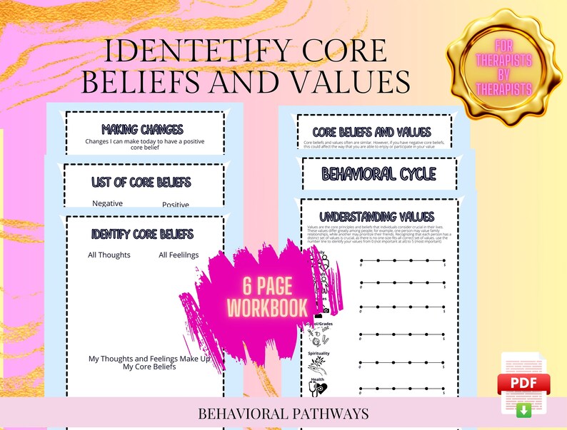 Printable Worksheet Identify Behavioral Cycle for Kids and Teens, Understanding Core Beliefs and ...