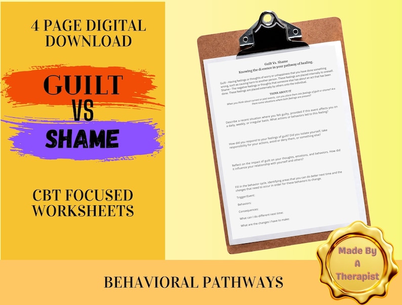 Printable Worksheet Discover the Difference Between Guilt Vs Shame ...