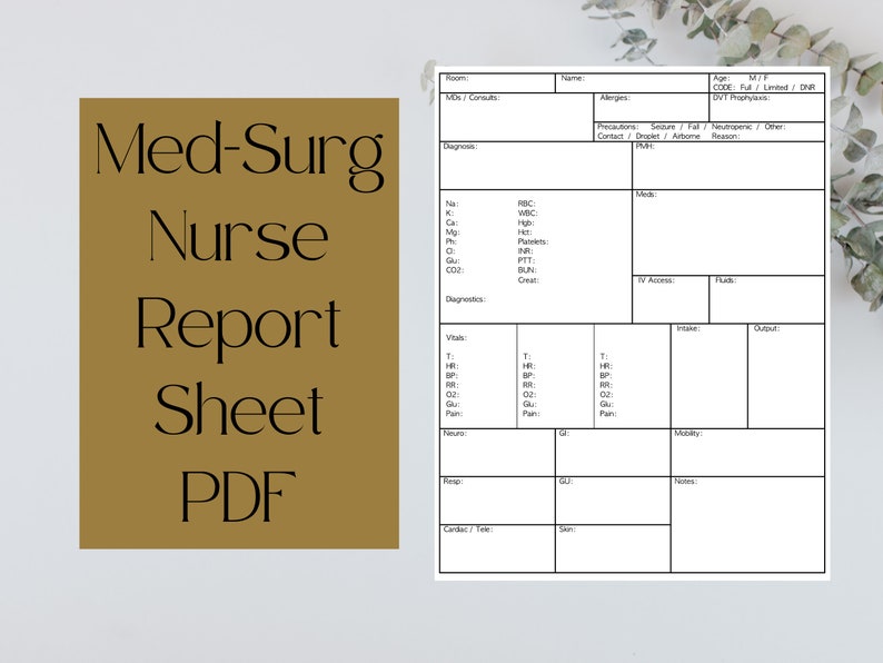 Med Surg Nurse Report Sheet Version 2 • SBAR • Patient Handoff ...