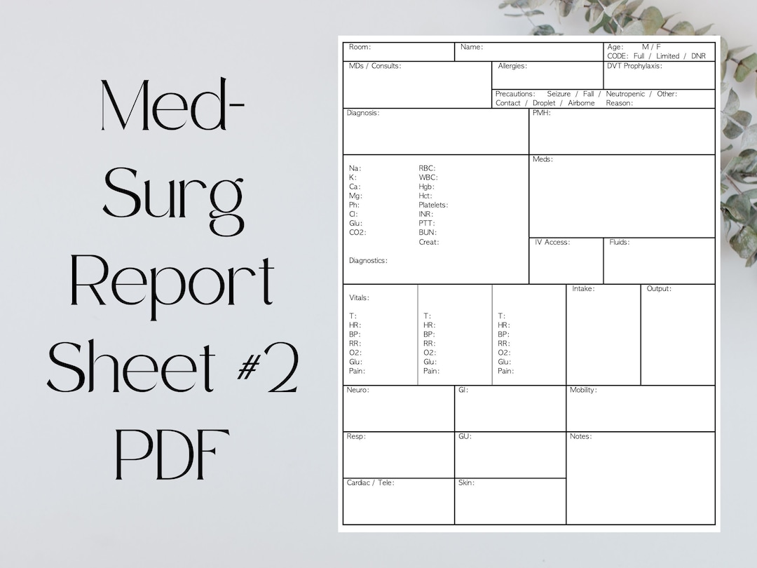 Med Surg Nurse Report Sheet Version 2 SBAR Patient Handoff - Etsy