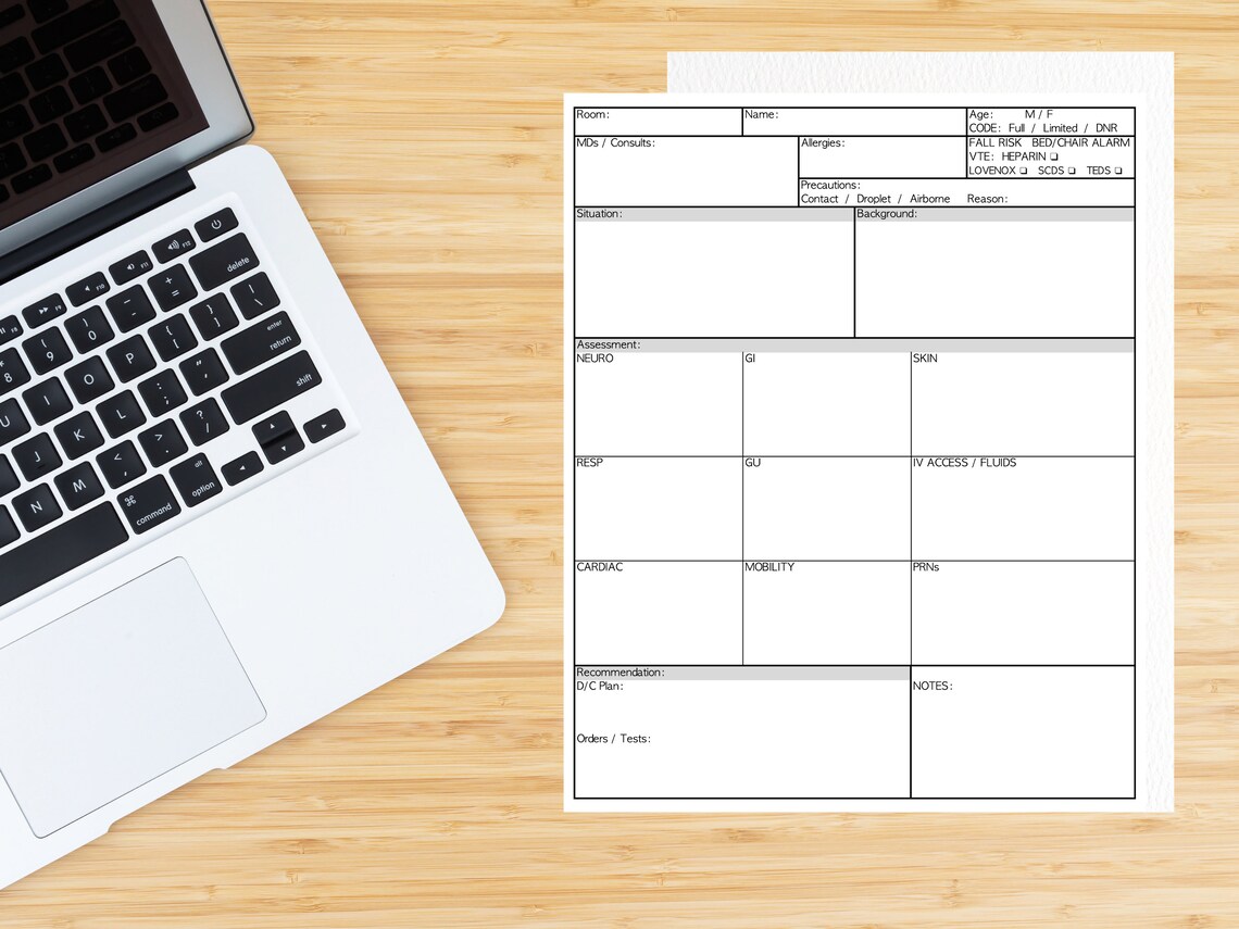 Med Surg Nurse Report Sheet • SBAR Patient Handoff (printable PDF) - Etsy