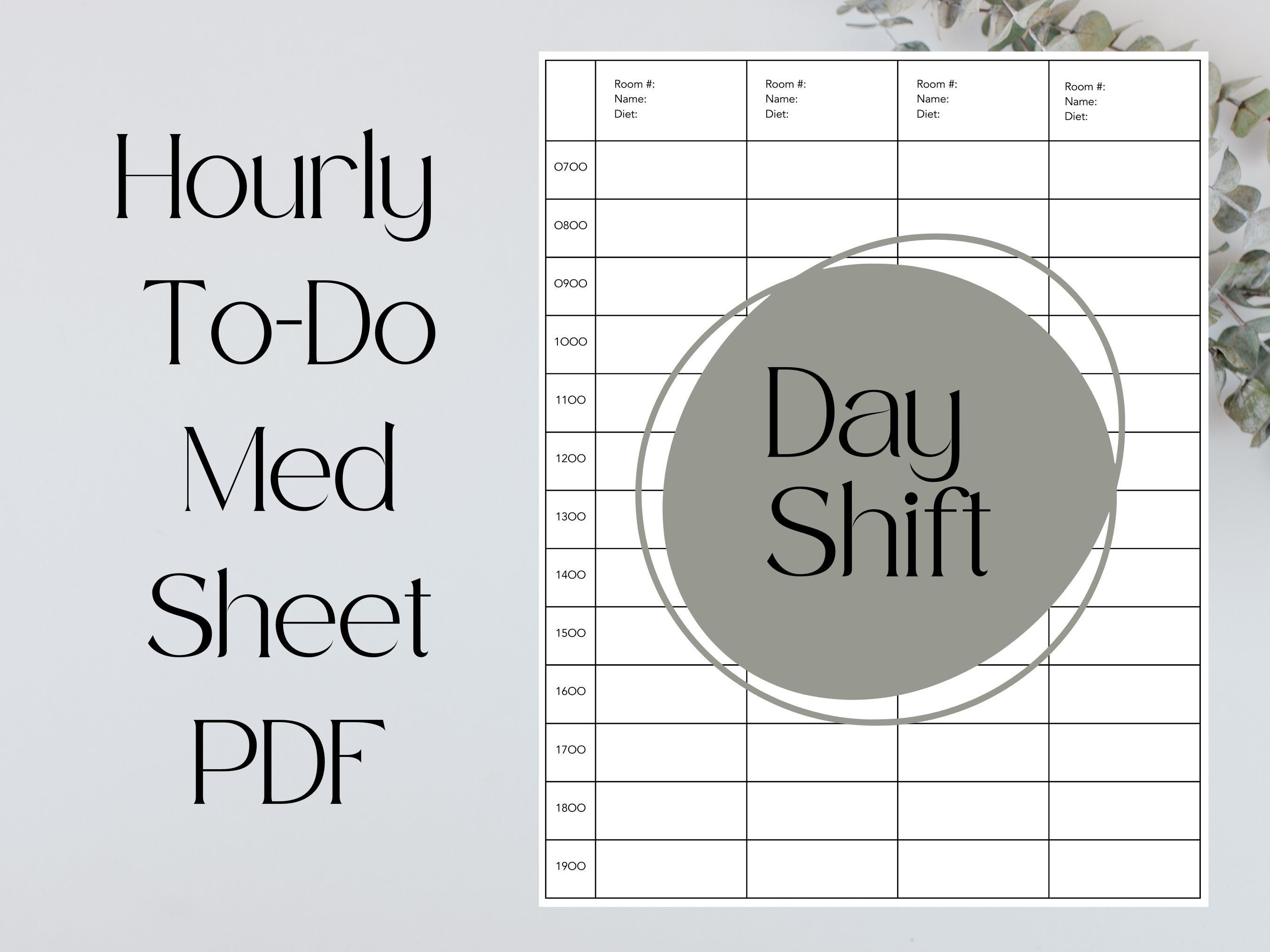 Day Shift Nurse Hourly To-do • Printable Template • PDF • Brain Sheet ...