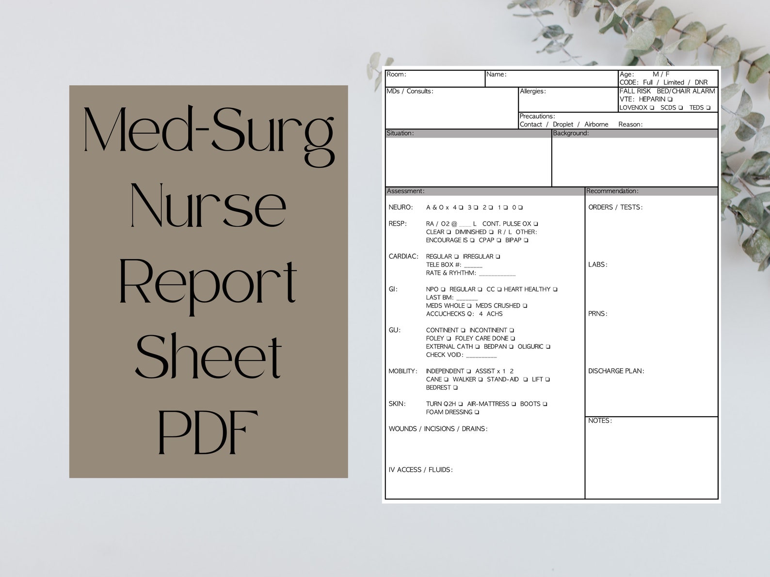 Med Surg Nurse Report Sheet Version 3 • SBAR • Patient Handoff ...