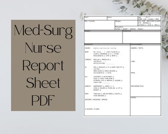 Med Surg Nurse Report Sheet • SBAR • Patient Handoff • Printable Template • PDF • Brain Sheet ...