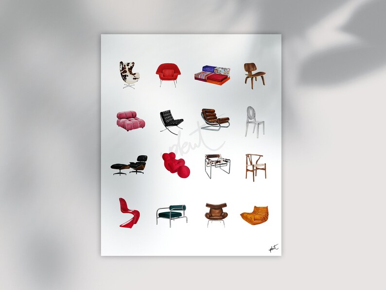 Iconic Chairs, Interior Design Poster, Chair Illustrations - Etsy Canada
