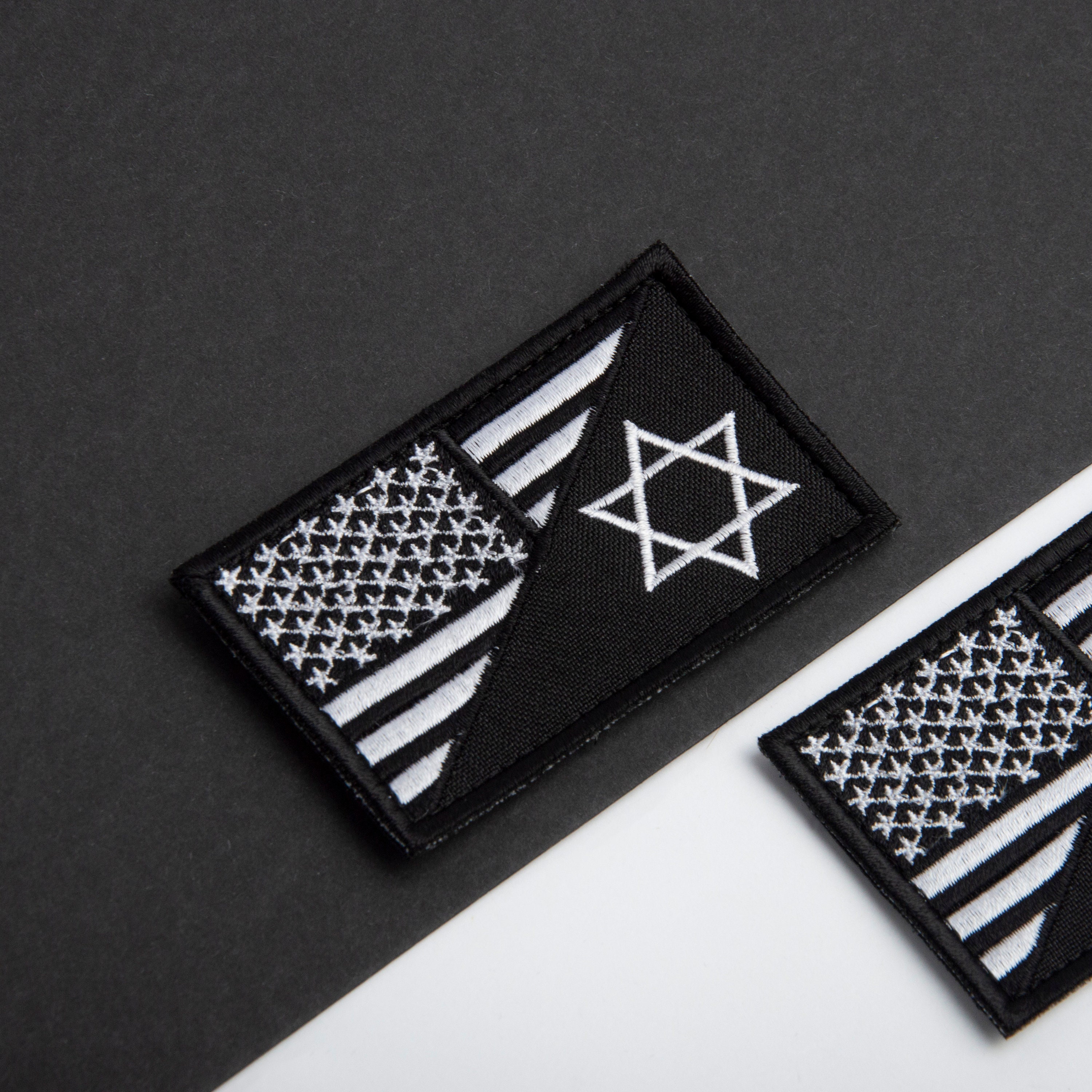 Set of USA and Israel Flag Patches With Hook and Loop Black - Etsy