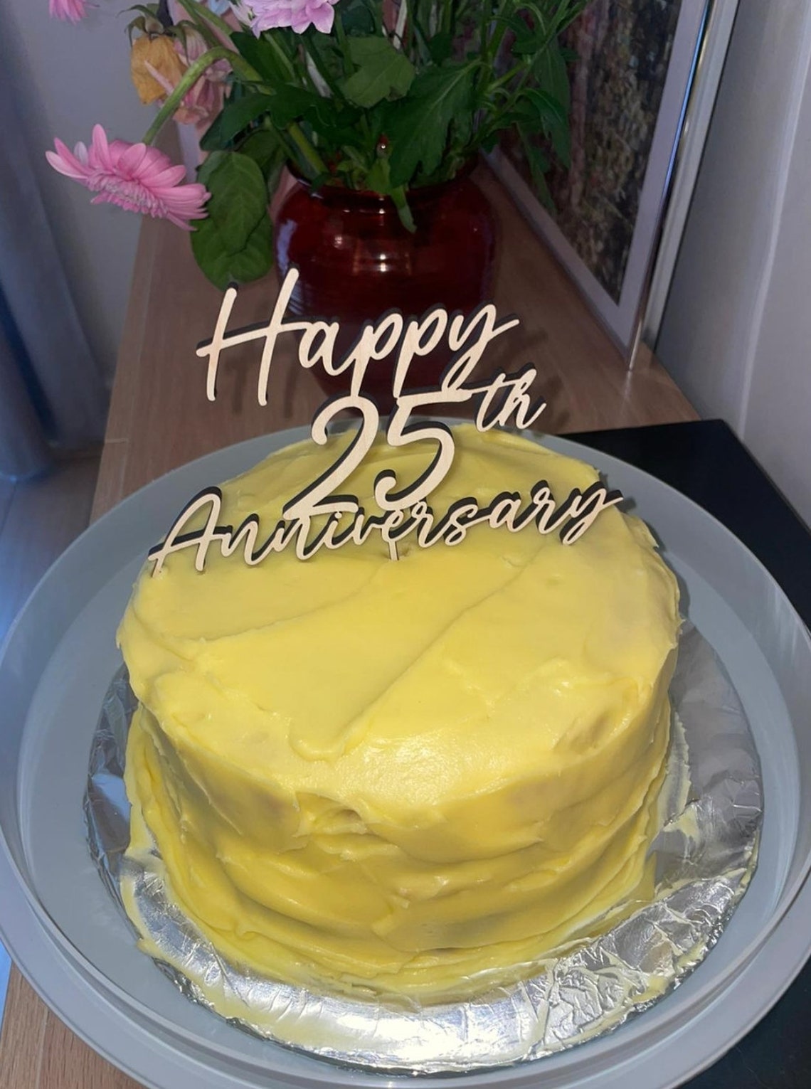 25th Anniversary Cake Topper in Wood or Acrylic, Perfect for ...