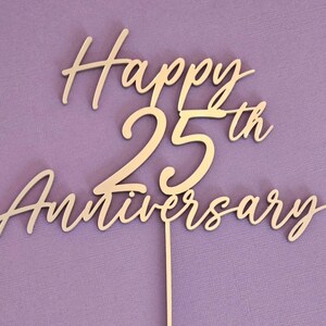 25th Anniversary Cake Topper in Wood or Acrylic, Perfect for ...