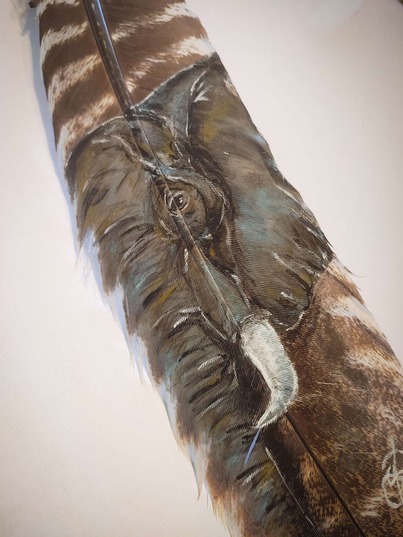 Elephant Painted Turkey Feather - Etsy