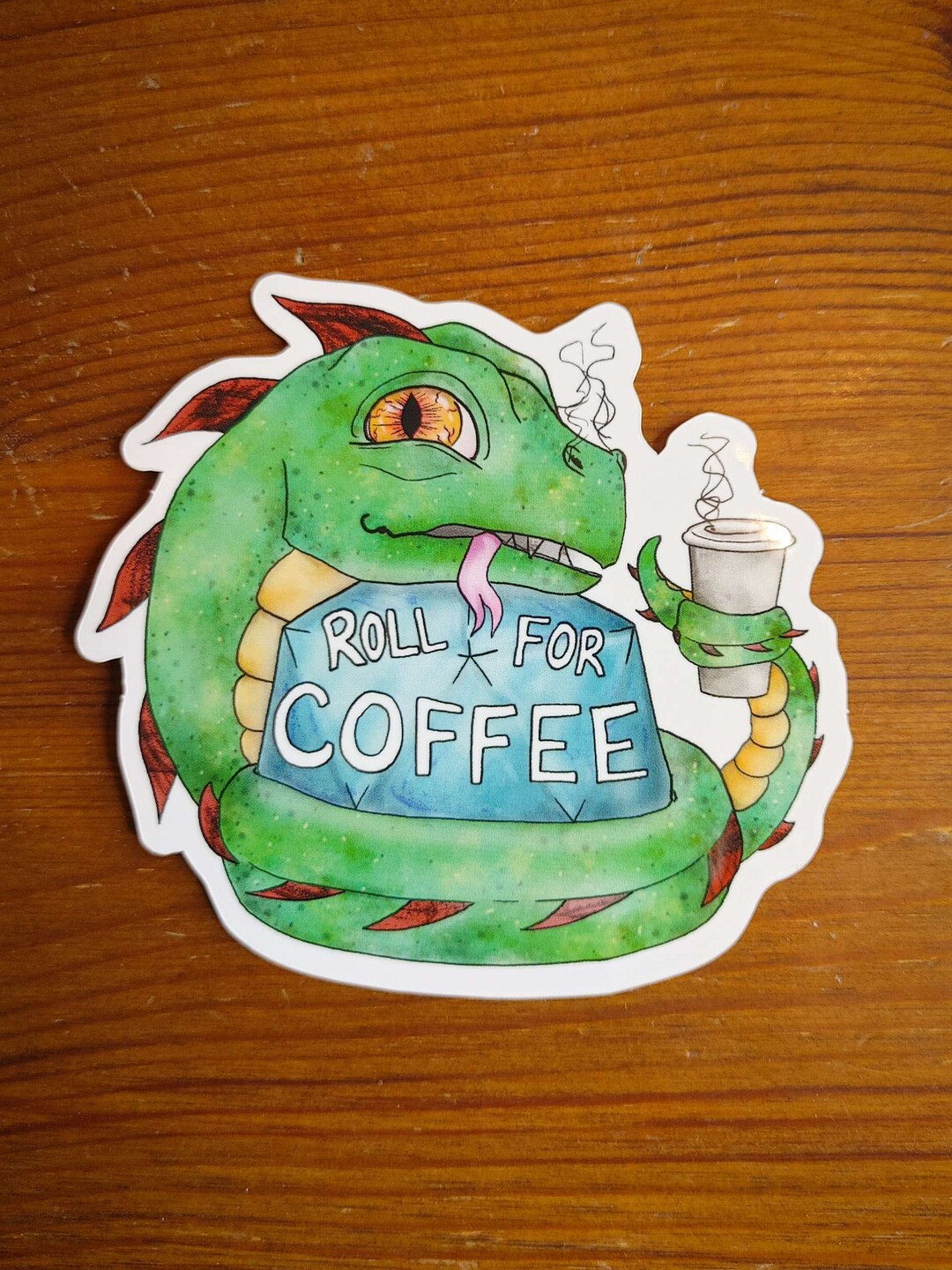 Dnd roll for Coffee Dragon and D20 Sticker - Etsy