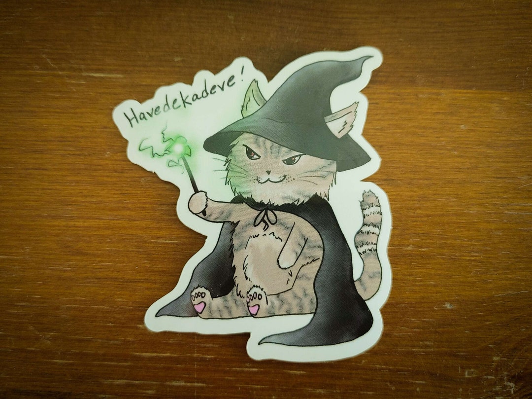 Wizard Cat Vinyl Sticker - Etsy