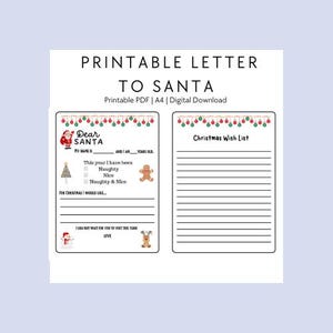 Letter to Santa With Christmas List Sheet Included. A4 Instant Download ...