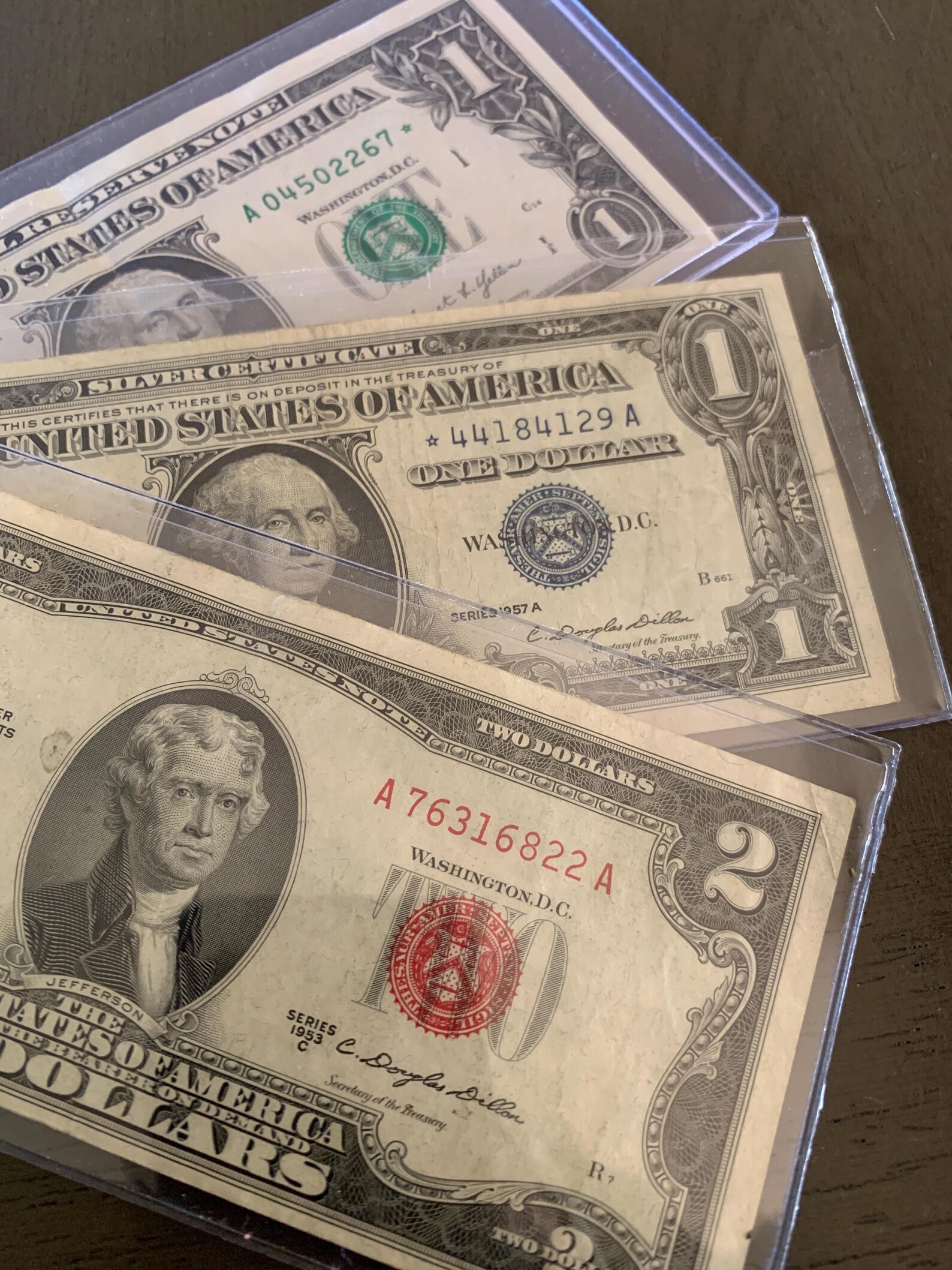 American Currency Set: 1953 Red Seal, 1957 Star Note Silver Certificate ...
