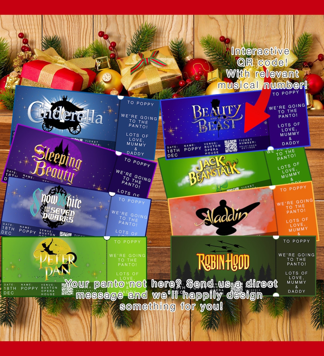 Print at Home Customisable Pantomime Tickets, Panto Ticket, Gift Ticket ...