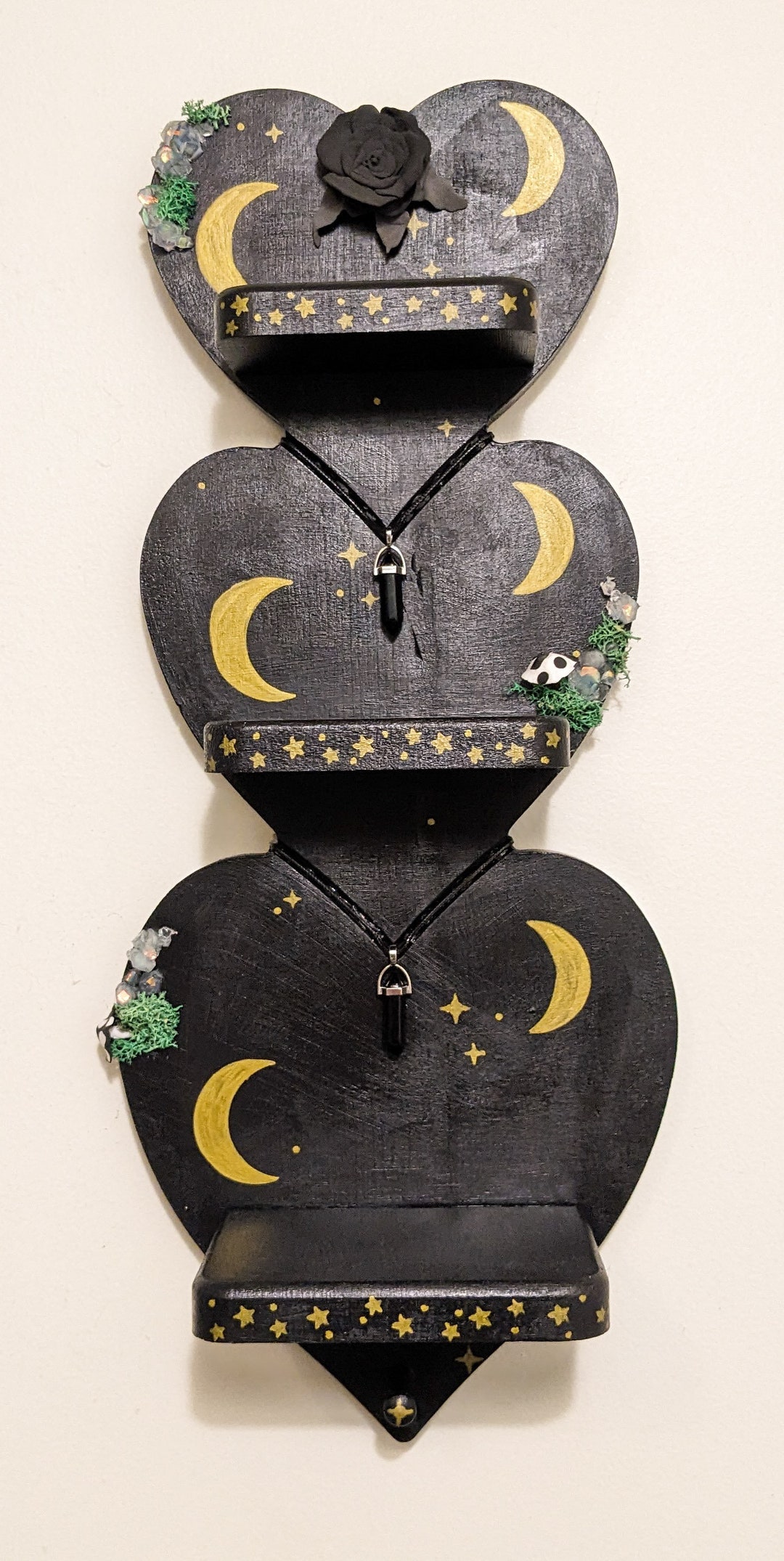 Triple Heart Mystical Wall Shelf - Etsy