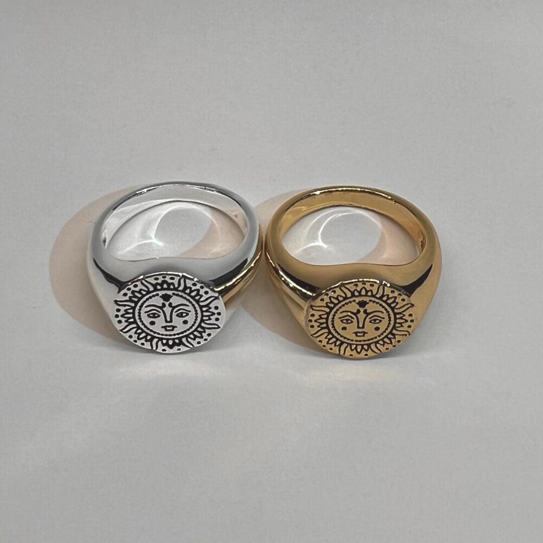 Face Ring, Gold Face Ring, Silver Face Ring, Sun Face Ring, Bohemian ...