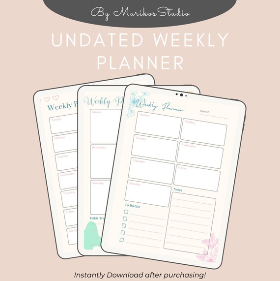 Minimalistic Weekly Planner PRINTABLE PDF and PNG Undated - Etsy