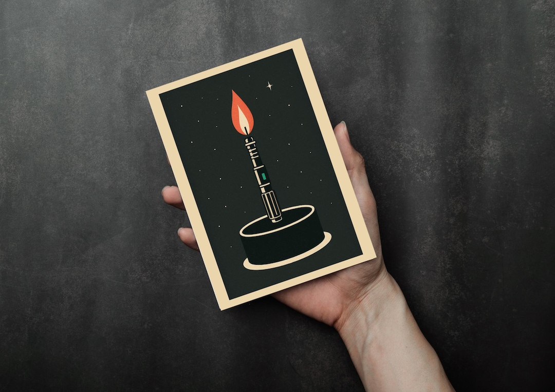 Star Wars Birthday Card – Lightsaber Candle, Geeky Sci-fi (postcard) - Etsy