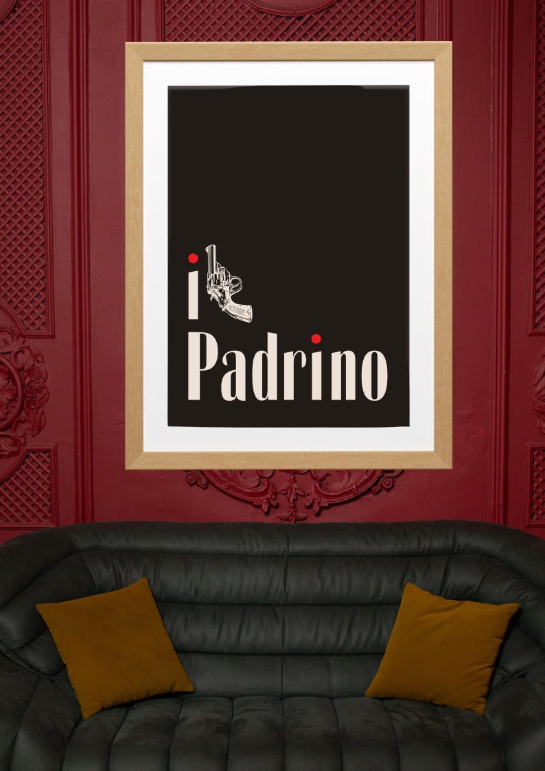 The Godfather Movie Poster - Minimalist Typography Wall Art, Moody Home ...