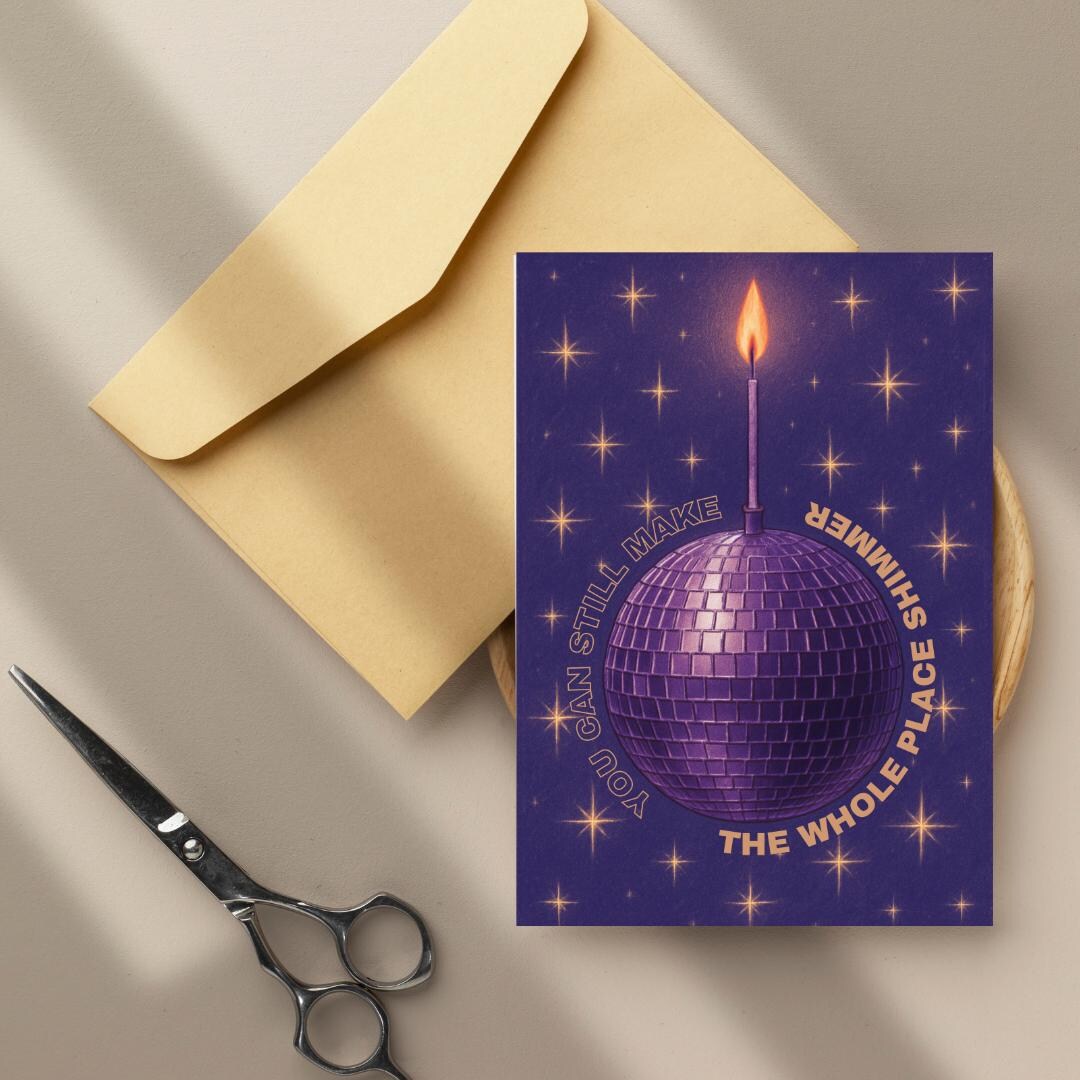 Taylor Swift Birthday Card, Birthday Postcard, Disco Ball Candle ...
