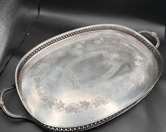 Vintage Silverplate, Footed Antique Serving Tray W / Handles - Etsy