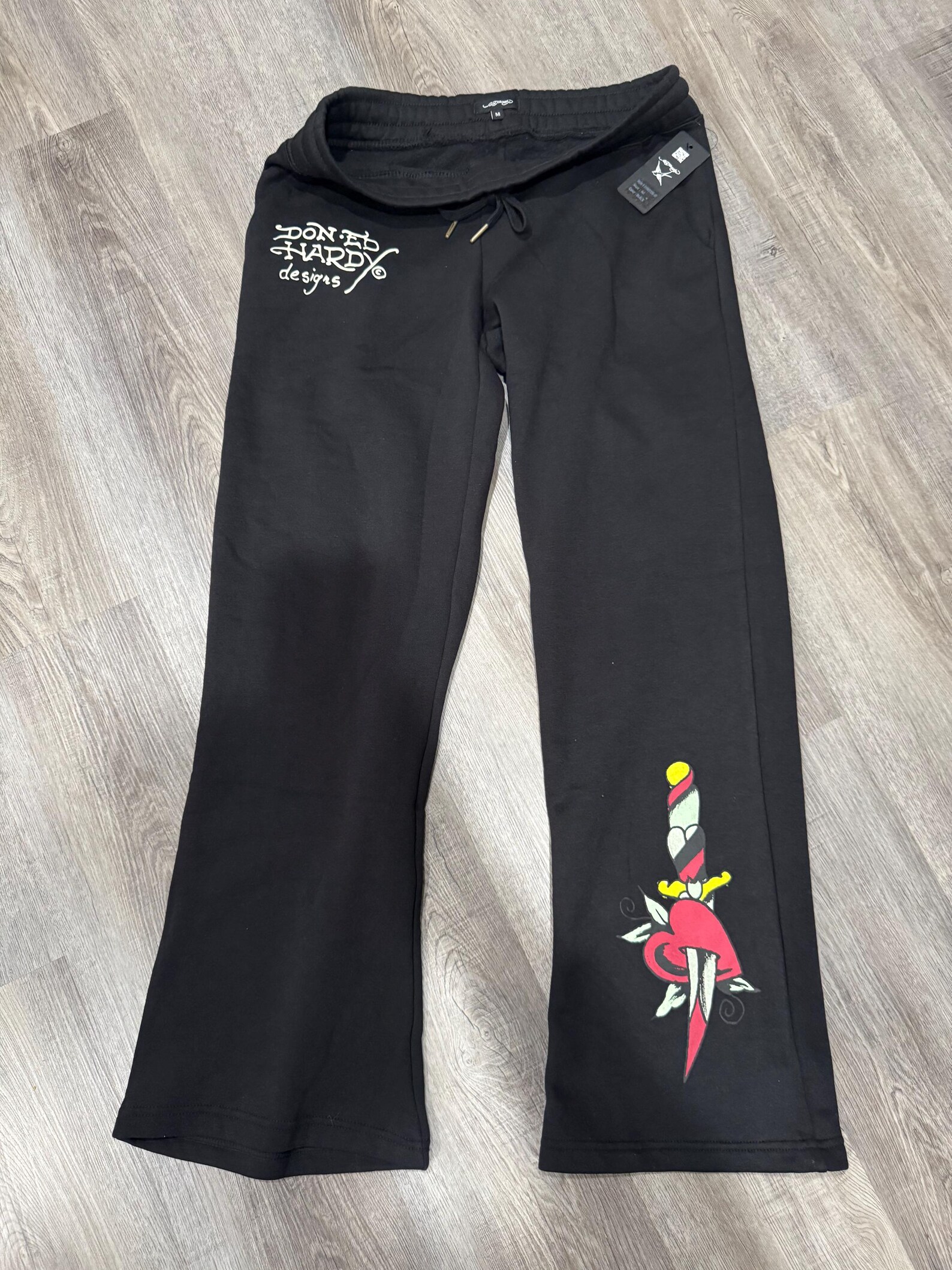 Ed Hardy Black Sweatpants Size M new With Tags Heart-and-knife Graphic ...