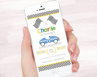Race Car Invitation, Racing Car Invite, Race on Over, Race Car Birthday ...
