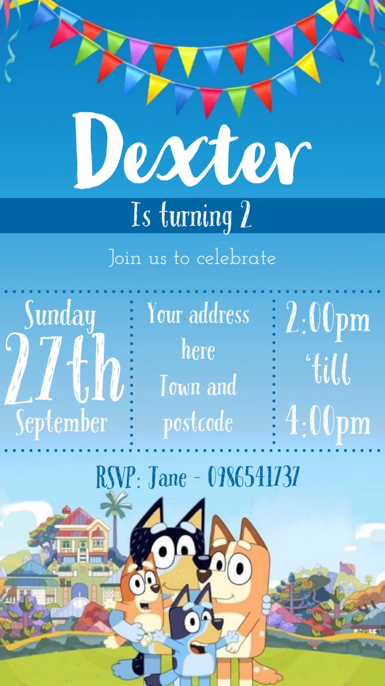 Digital Bluey Party Invitation - Etsy