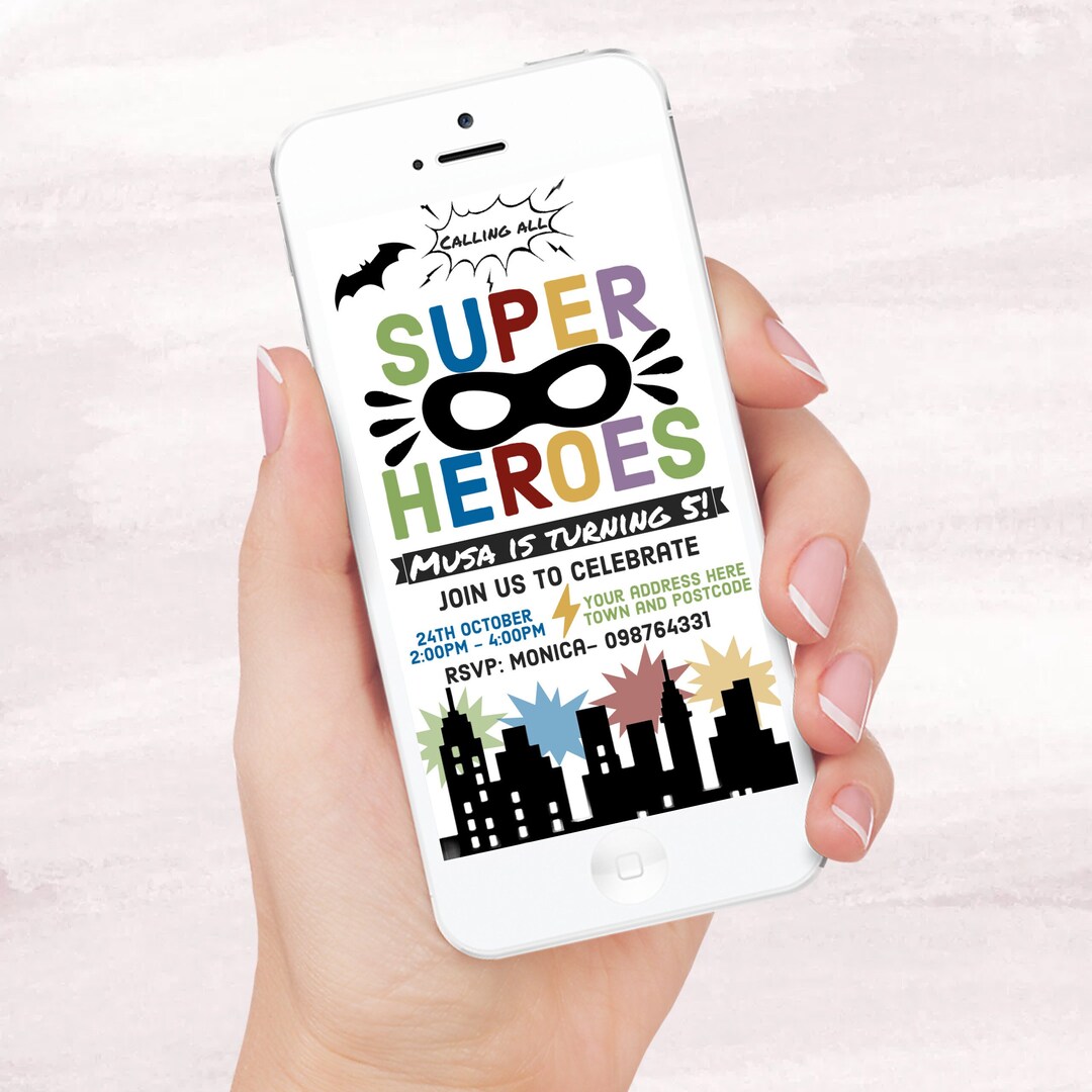 Digital Superhero Party Invitation - Etsy