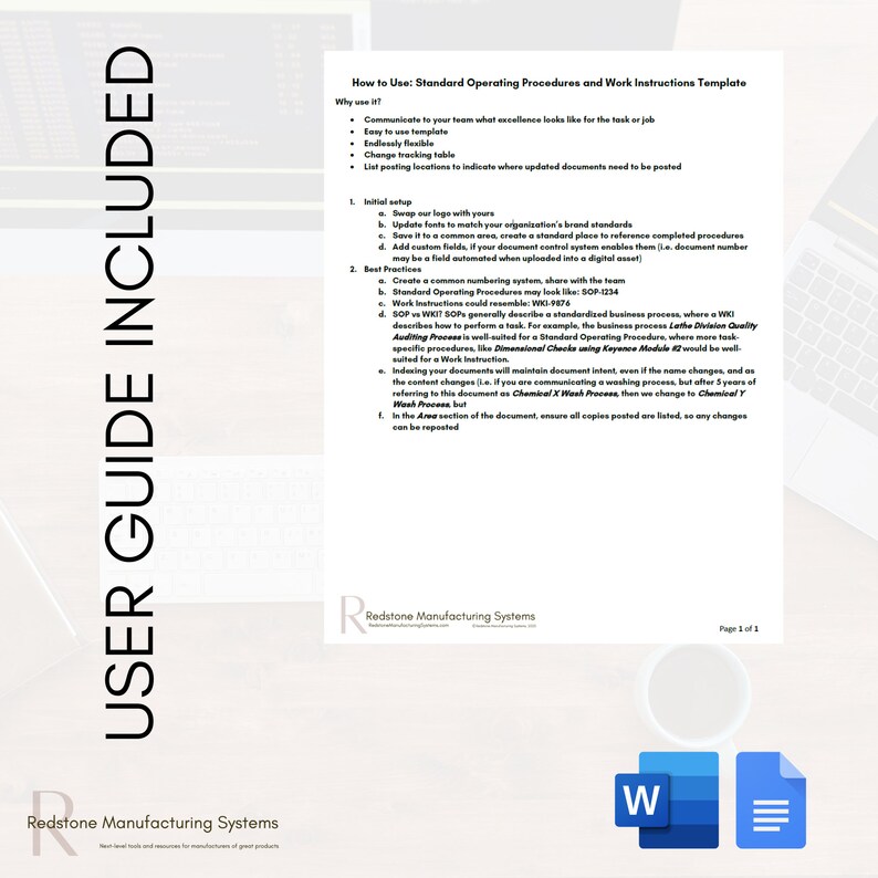 Standard Operating Procedure and Work Instruction Template Simple ...