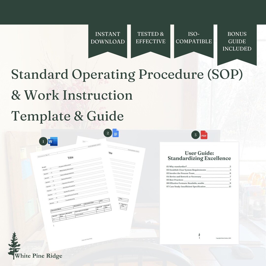 Standard Operating Procedure/work Instruction Guide and Template - Flexible, Iso-ready ...