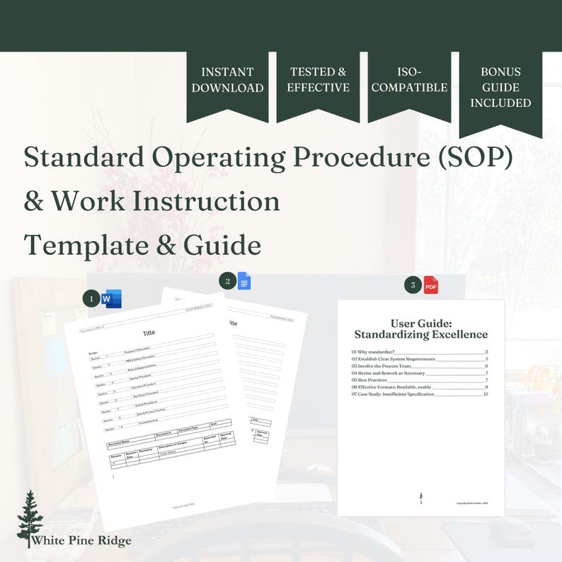 Standard Operating Procedure/work Instruction Guide and Template ...