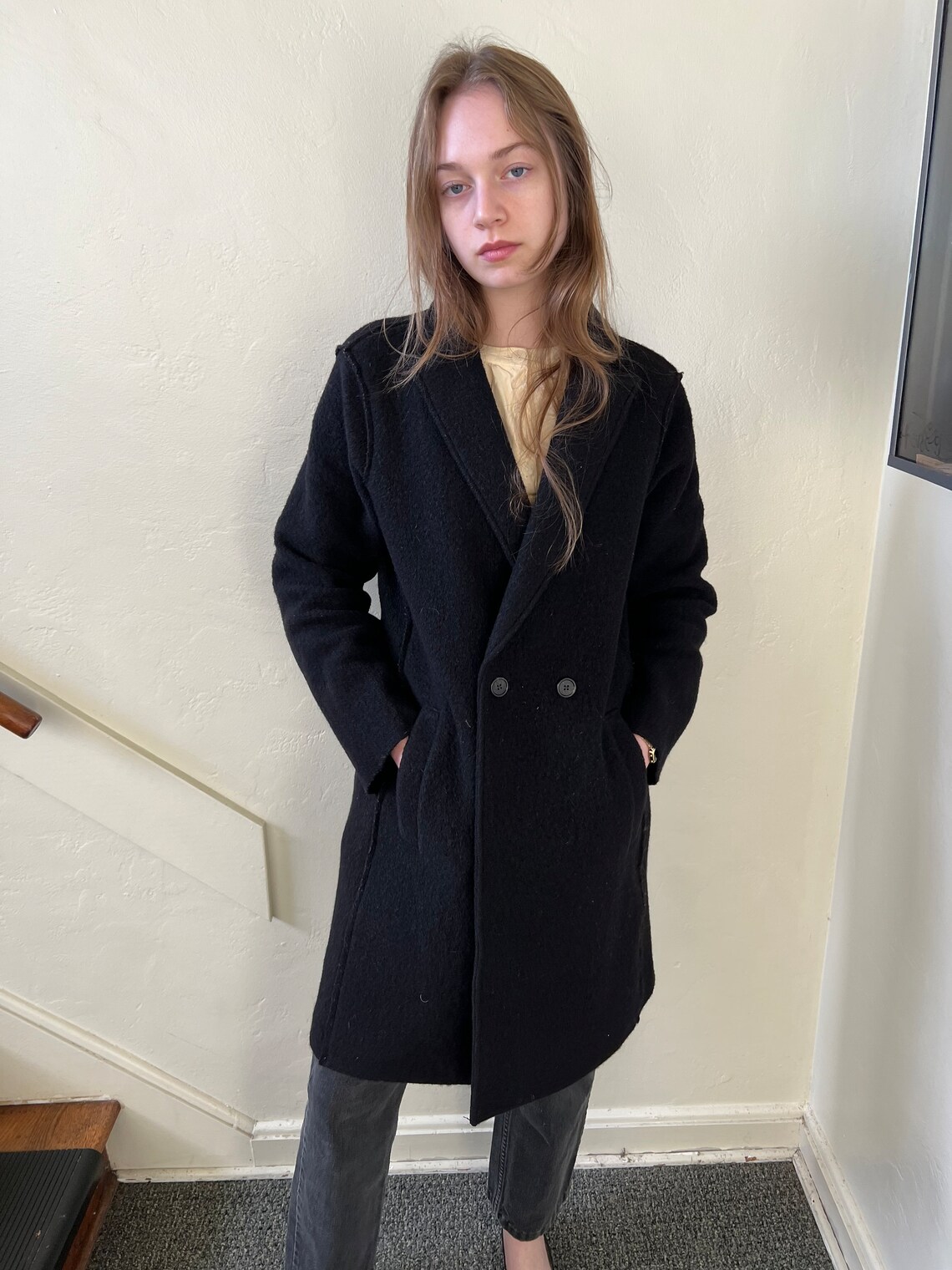 90s Boiled Wood Coat - Etsy