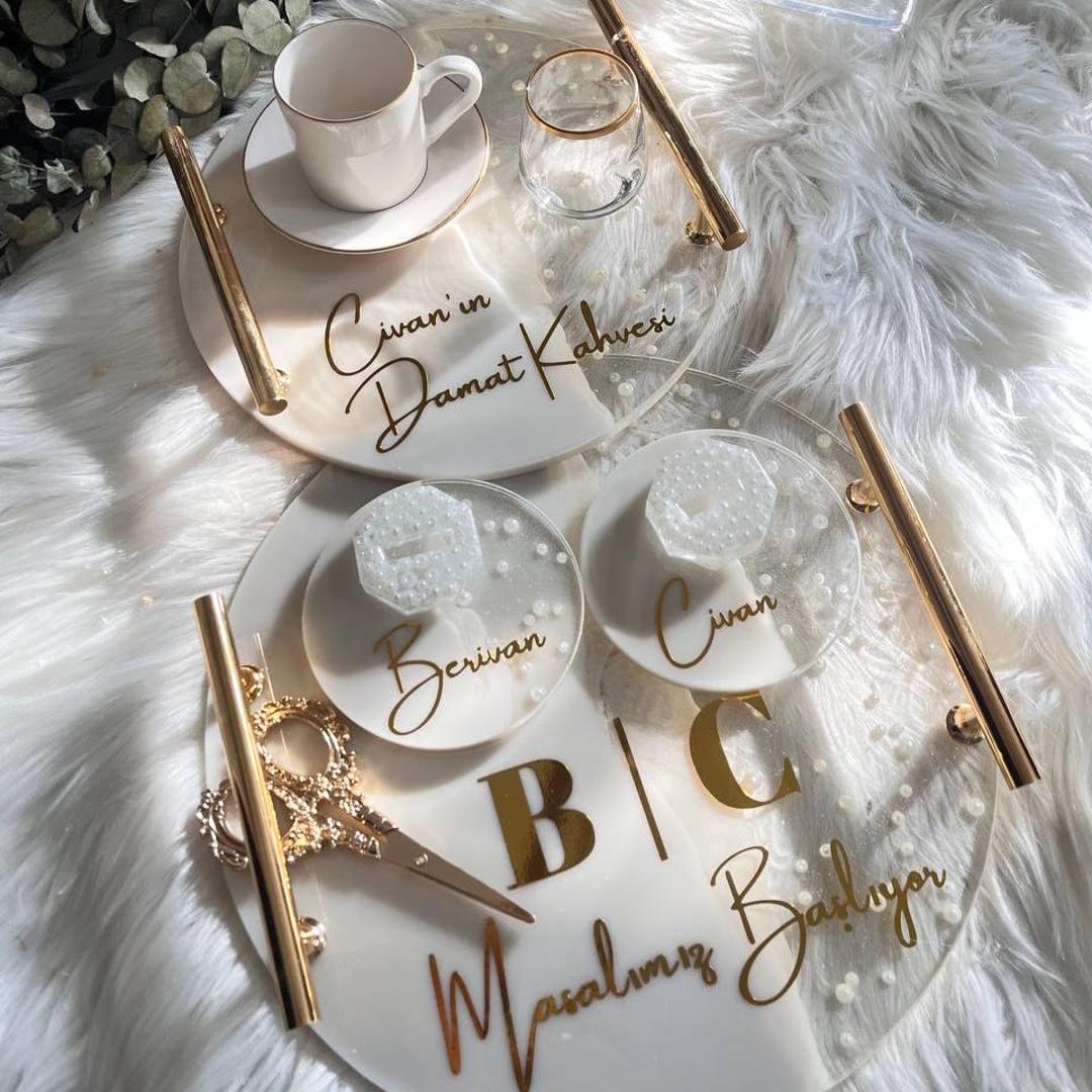 Engagement Tray Set - Ring Tray Set - Groom Coffee Tray Set - Etsy