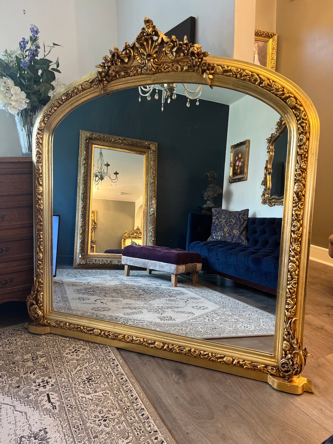 Stunning Large Victorian Style Gilt Wood Overmantle Mirror H 130 X ...