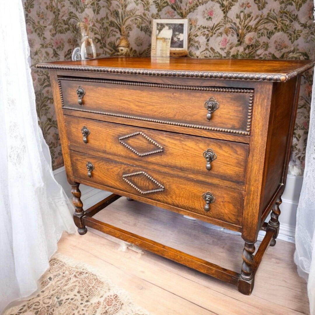 Fabulous 1930s Jacobean Style Oak Chest of Drawers - Etsy