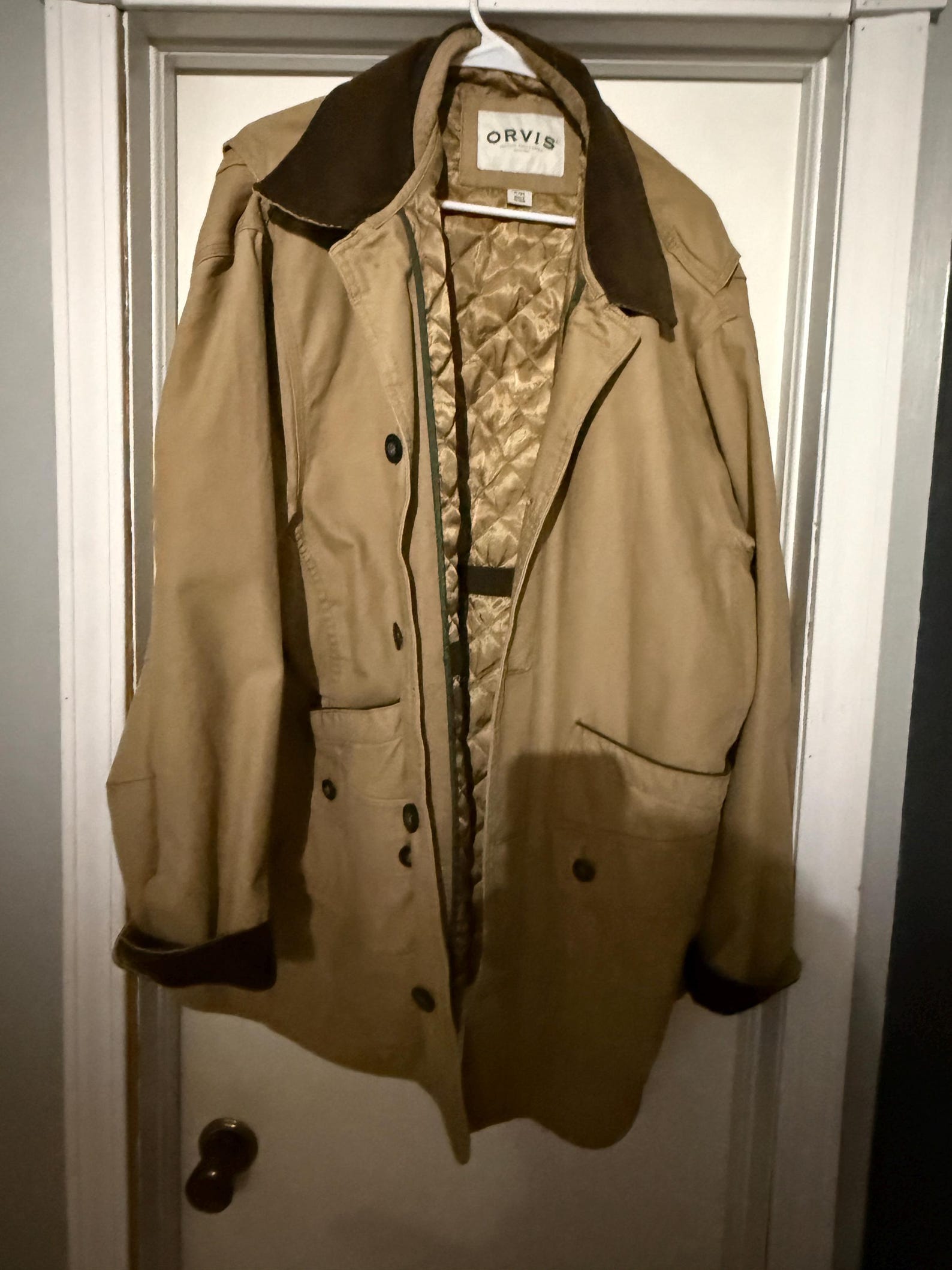 Authentic Orvis Field Coat. Quilt Diamond Lined, Saddle Color Canvas ...