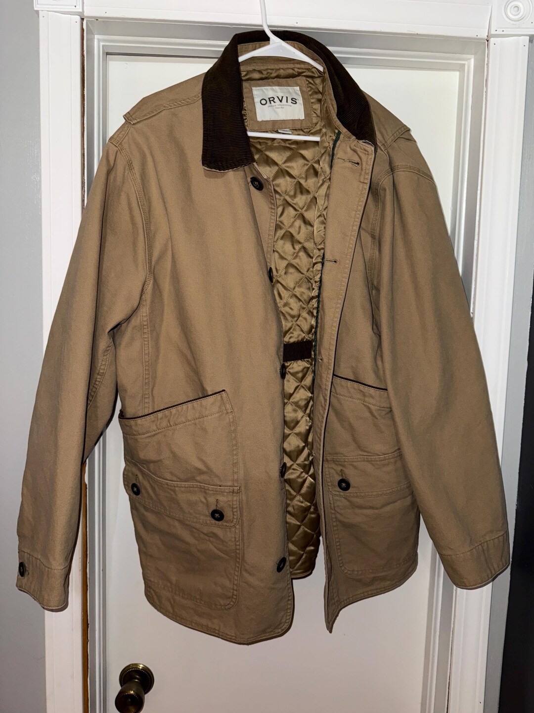 Authentic Orvis Field Coat. Quilt Diamond Lined, Saddle Color Canvas ...